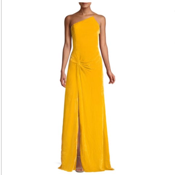 cinq a sept | Dresses | Nwt Liza One Shoulder Knot Sunflower Velvet ...